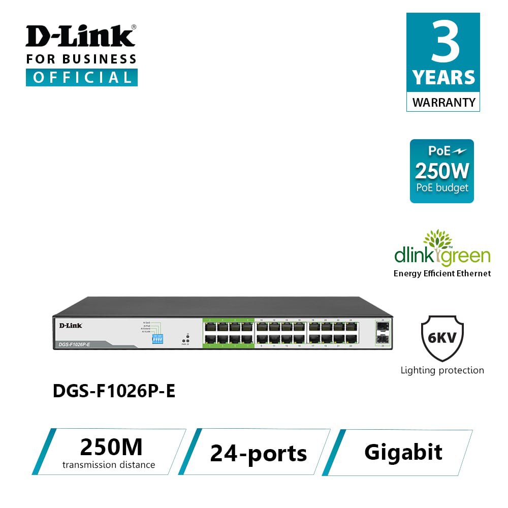 DLink 250M 16/24-Port Gigabit PoE Switch with 2 SFP Ports | On-Demand ...